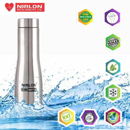Nirlon Metal Stainless Steel Blue Bell Water Bottle, 930ml (Set of 2 ...