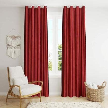 DECOHOLIC Faux Texture Curtains/Drapes for Bedroom/Living Room Door - 7 ...