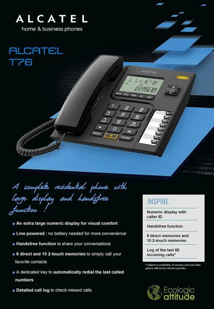 Alcatel T-76 Black Corded Landline Phone - JioMart