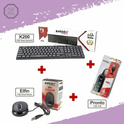 zebion K200 + Elfin + Pronto 101 Wired USB Keyboard, Mouse & USB HUB ...