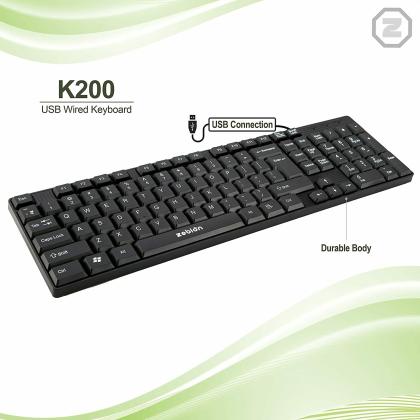Zebion K200 Wired Keyboard + Hunk Wired Optical Mouse Combo Set (Black ...