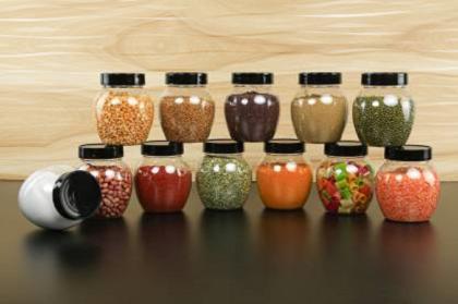 Plastic Matka Jar black lid Grocery Storage Container Kitchen Dabba ...