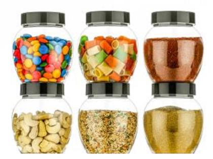 Plastic Matka Jar black lid Grocery Storage Container Kitchen Dabba ...