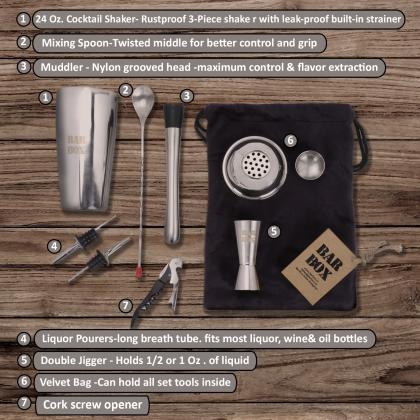 Bar Box Travel Kit Bag 9 Pcs | Easy to Carry Portable Mini bar Liquor ...
