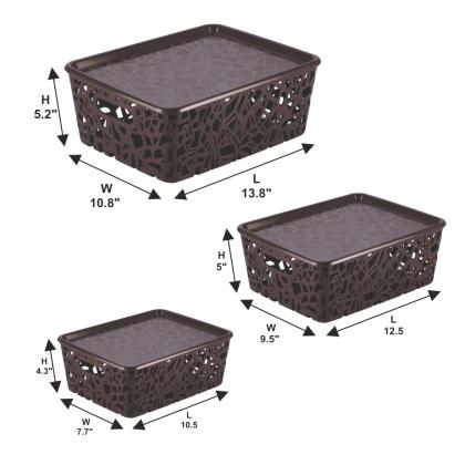 Flair Zig Zag Multi Purpose Storage Basket Combo Set of 3 Pcs with Lids ...