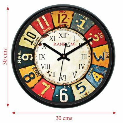 RANDOM Multicoloured Round Printed Analogue Wall Clock 30 cm - JioMart