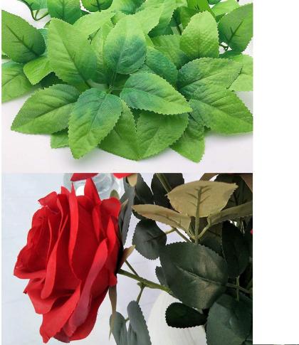Bs Amor Green Bulk Rose Leaves Artificial Greenery Fake Rose Flower Leaves For Diy Bouquets (20 ...