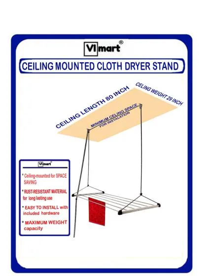 VIMART Adjustable Ceiling Mounted Clothesline: Stainless Steel Clothes ...