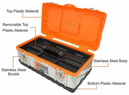 Harden Professional SS Tool Box with Removable Top Organizer Tray ...