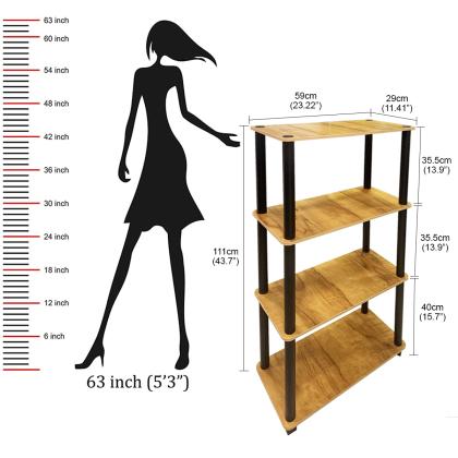 4 Tier Multipurpose Shelf Wooden Bookshelf Storage Cabinet Kitchen ...