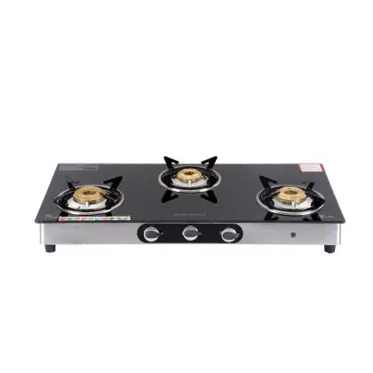 Suryaflame Supreme Gas Stove, 3 Burner Glass Top, Stainless Steel Body ...
