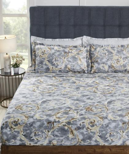 TRIDENT Grazia 100% Cotton 5-Piece Set Bedding Sheets and Pillowcases Indulgence Collection ...