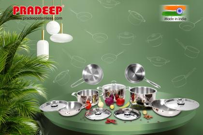 Pradeep Champion Stainless Steel sandwich Bottom Cookpot (Bello) with ...