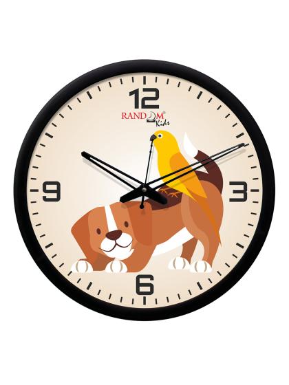 Random 12- inch Dog And Parrot Round Shaped Wall Clock With Glass ...