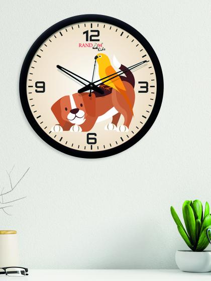 Random 12- inch Dog And Parrot Round Shaped Wall Clock With Glass ...