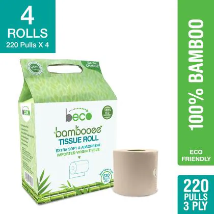 Beco Bamboo Eco-Friendly 3 Ply Tissue Roll 220 Pulls (Set of 4) - JioMart