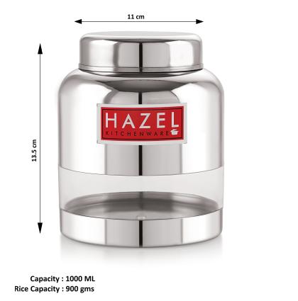 Hazel Stainless Steel See Through Container 1000 ml (Set of 5) - JioMart