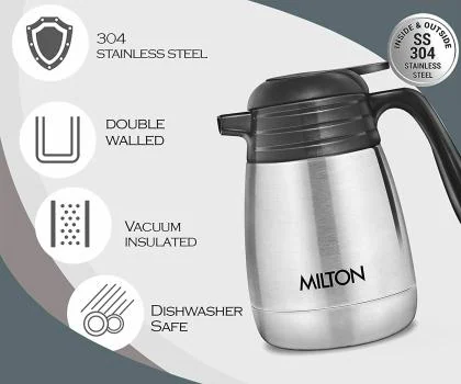 Milton Vacuum Thermosteel Carafe Flask with Handle 1000 ml, Steelplain ...