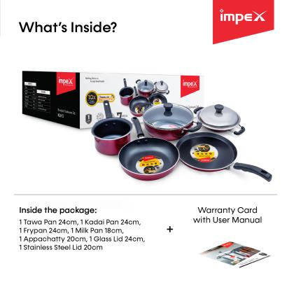 Impex KUK 5 Aluminum Cookware Set of Tawa Pan, Fry Pan, Kadai pan ...