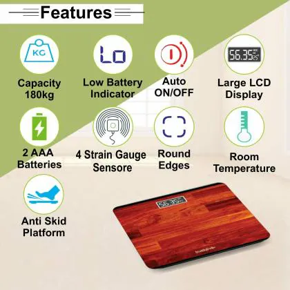 Healthgenie Digital Weight Machine Thick Tempered Glass LCD Display ...