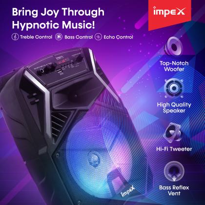 Impex TS 25B Bluetooth Trolley Speaker with 25 W USB/SD/FM Radio/AUX ...