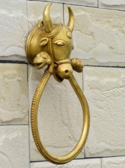 Vintage Gulley Gold Brass Cow Door Knocker Door Hanging 21 cm - JioMart