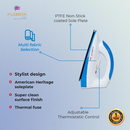 Florita Stella ISI Approved 1000-Watts Dry Iron (1-year warranty ...