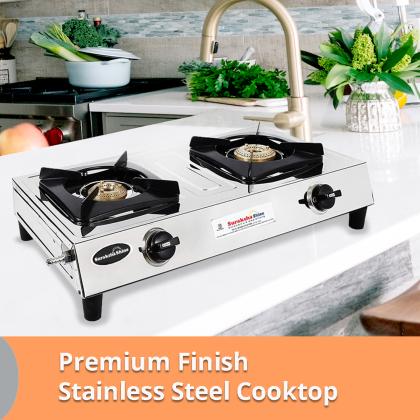 Suraksha Shine Extreme Stainless Steel 2 Burner Manual Ignition Gas ...