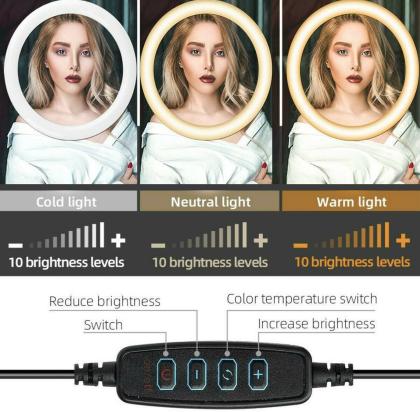 Webilla Round Selfie Stick Photography Ring Light Ring Flash (White ...