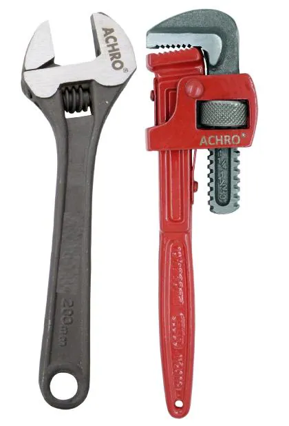 ACHRO Pack of 2 (10 Inch Heavy Duty Pipe Wrench and 8 Inch Adjustable ...
