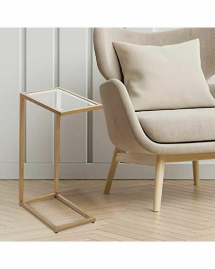 AVA DESIGNZ Clear And Gold Metal C Shape Table (40. 2 x 25. 4 CM) - JioMart