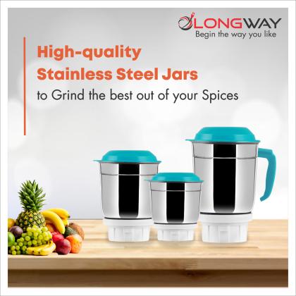 Longway Super Dlx 3 Jar Mixer Grinder (700 Watts, Blue & White) & Kwid ...