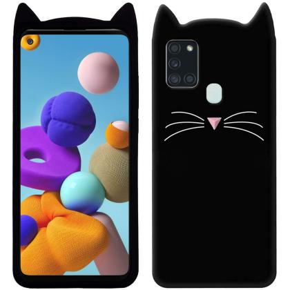Lejaao Samsug Galaxy A21s Black Silicone Mobile Back Cover - JioMart