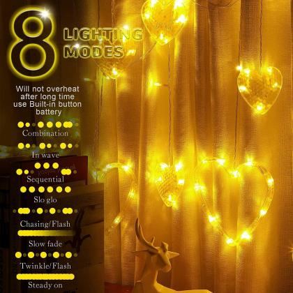 Gesto 8 Feet 12 Hearts LED Curtain String Light Window Curtain Led ...