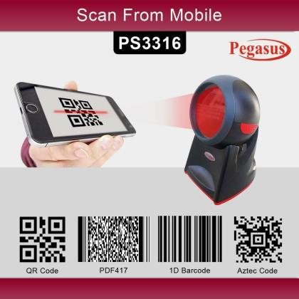 Pegasus PS3316 2D QR Omni Presentation Hand Free Barcode Scanner for ...
