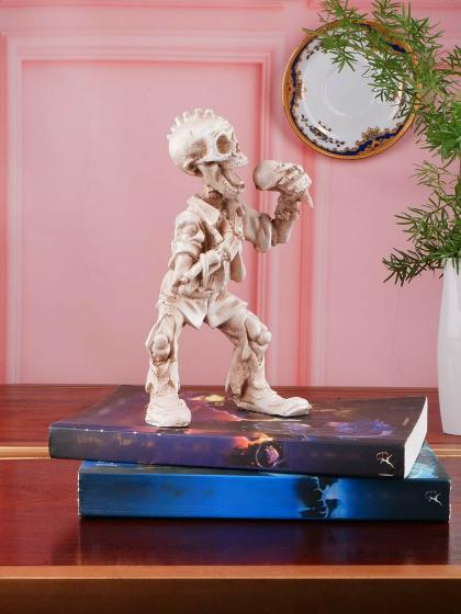The White Ink Decor Skull Singer Figurine - JioMart