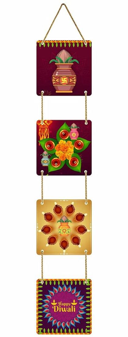 CVANU Happy Diwali with Subh Kalash Swastik Diyas Wall Hanging Wall for ...