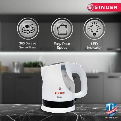 Singer UNO 1 Litre Electric Kettle 1200 Watts (1 Litre, White) - JioMart