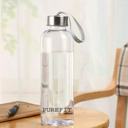 PUREFIT Transparent Glass Water Bottle with S.S Lid, BPA Free 100% Leak ...