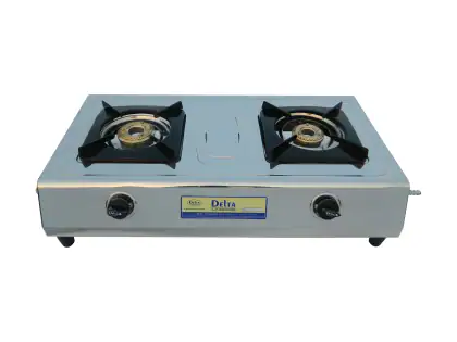 DELTA Stainless Steel 2 Brass Burner Gas Stove (LPG) - JioMart