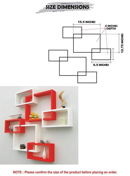 Amaze Shoppee Red And White Wood Wall Shelves 42 x 35 x 22 cm - JioMart