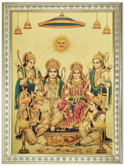 ArtX Multicolor Art God Ram Sita Laman Hanuman Darbar Gold Plated Photo ...
