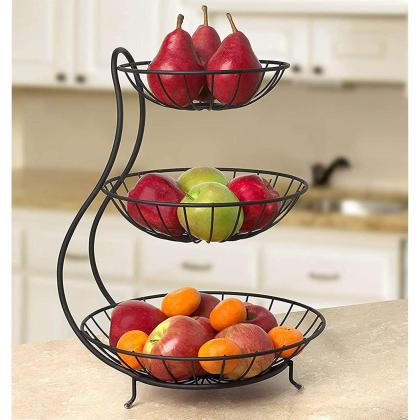 Plantex Elegant High Grade Steel 3-Tier Fruit & Vegetable Basket for ...