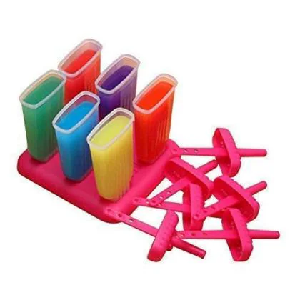 pelton Set of 6 Plastic Reusable Ice Pop Makers, Popsicle Frozen Ice ...