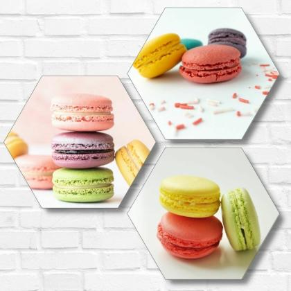 ARTUP Mini Macaroon Modern Art Set of 3 Hexagon Wall Decor, Self ...