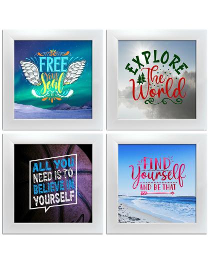 Set of 4 Motivational Quotes Poster Frame (Black Colour, 9 x 9 Inch ...