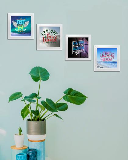Set of 4 Motivational Quotes Poster Frame (Black Colour, 9 x 9 Inch ...