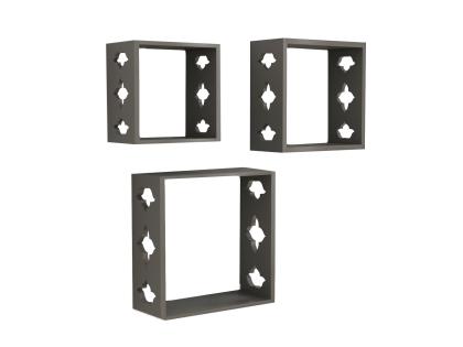 Home Sparkle Dia Pattern Black MDF Cube Shelves (Set of 3) - JioMart