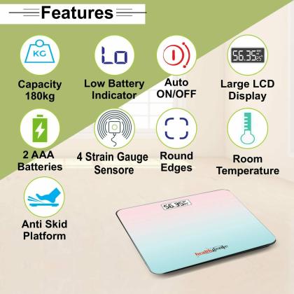 Healthgenie Digital Weight Machine Thick Tempered Glass LCD Display ...