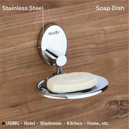 GLOXY ENTERPRISE Oval Shape Wall Mounted Stainless Steel Single Soap ...